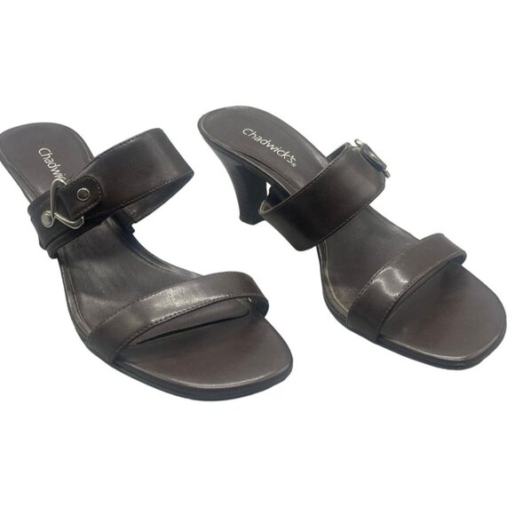 Chadwicks | Shoes | Chadwicks Sip On Sandal Chunk 2 Heels Brown Open ...